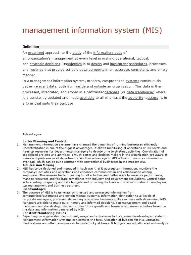 Management Information System | PDF | Management Information System ...