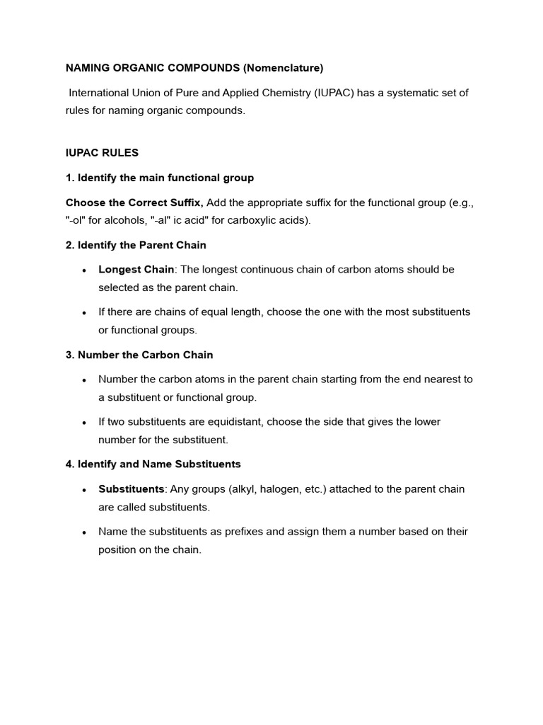 IUPAC Rules for Naming Organic Compounds | PDF