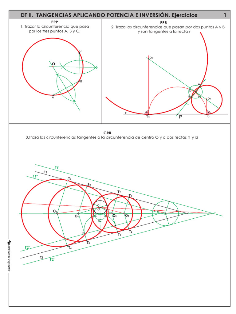 Tangencias Aplicando Potencia e Inversión. Ejerc. Soluc.-1 | PDF | Tangente | Análisis matemático