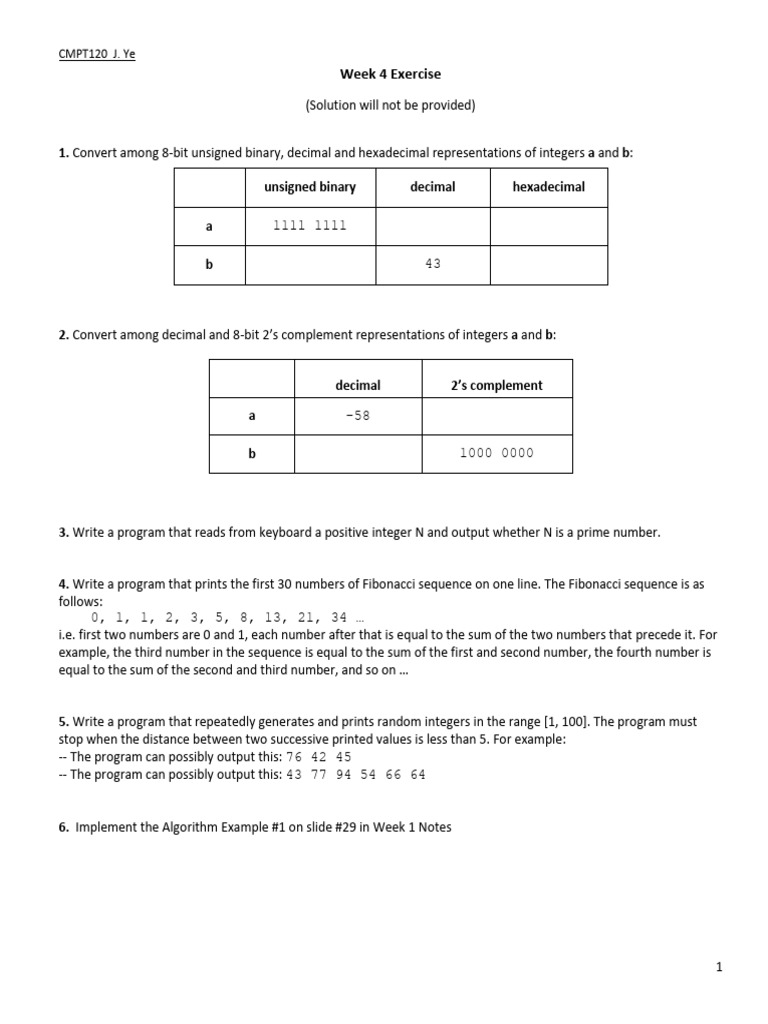 Binary, Decimal, and Fibonacci Exercises | PDF