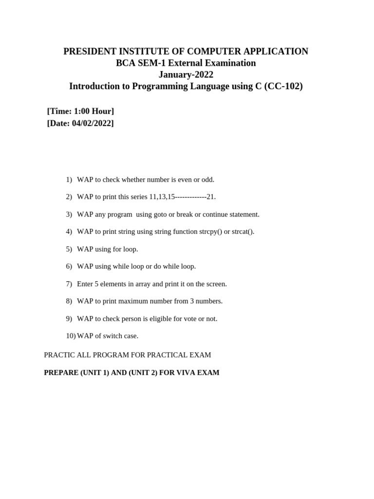 Programs for Practical Exam | PDF