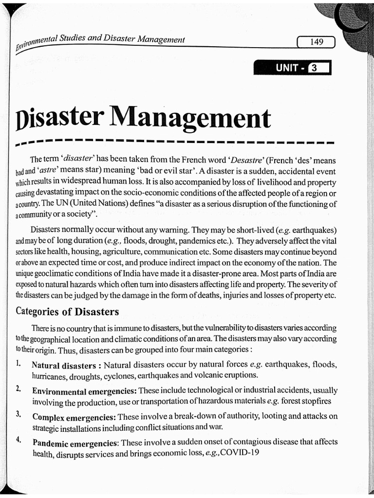Unit 3 Types of Disaster, Vulnerability Assessment and Risk Analysis. | PDF