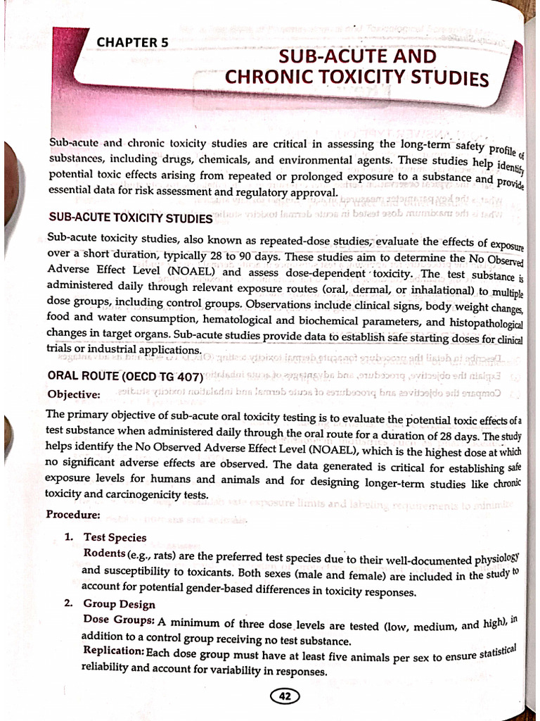 Sub Acute & Chronic Toxicity Studies | PDF