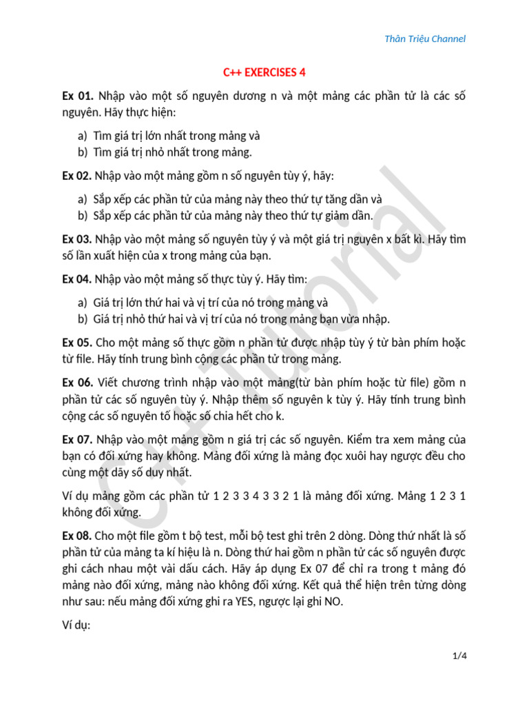 C++ Exercises 4 | PDF