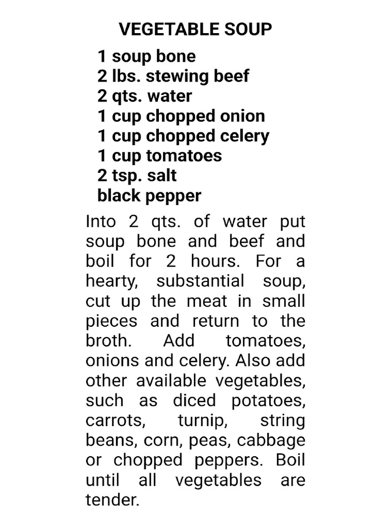 Vegetable Soup | PDF