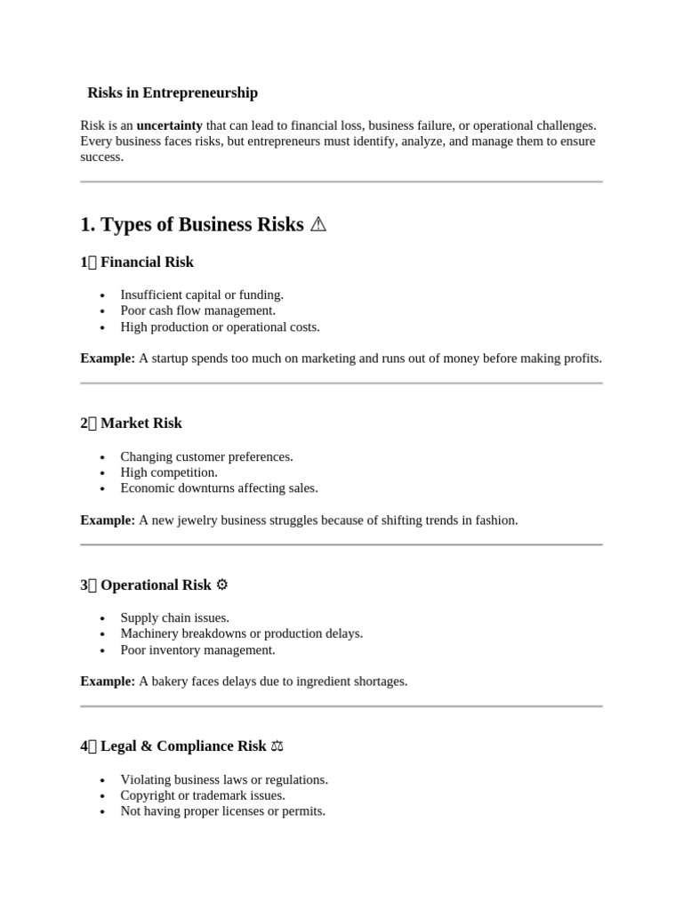 ? Risks in Entrepreneurship | PDF | Risk | Supply Chain