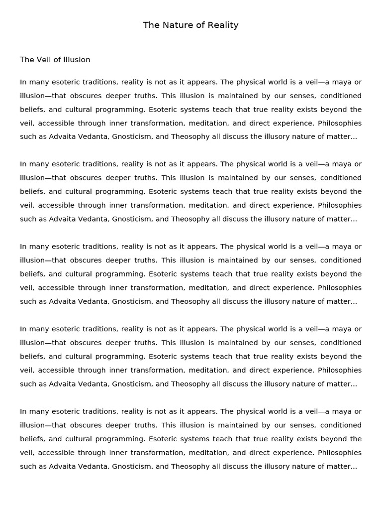 Exploring Reality's Illusion in Esotericism | PDF | Plane (Esotericism ...