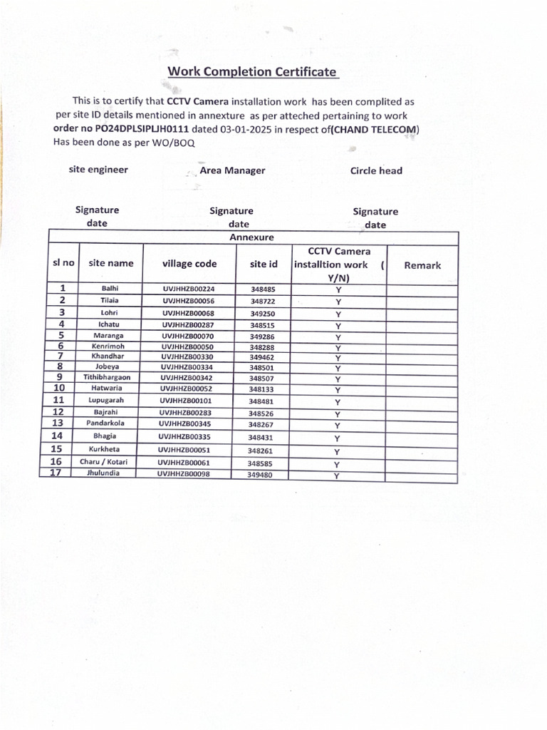 Work Completion Certificate 2 | PDF