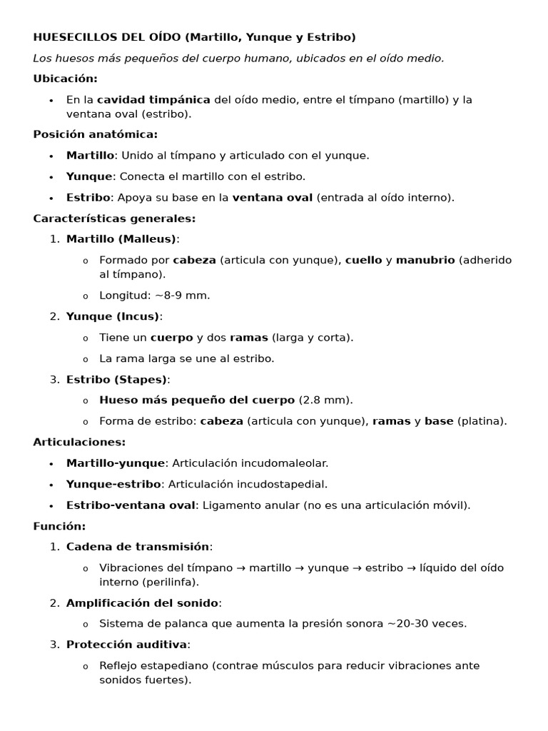 Huesos Del Oido | PDF