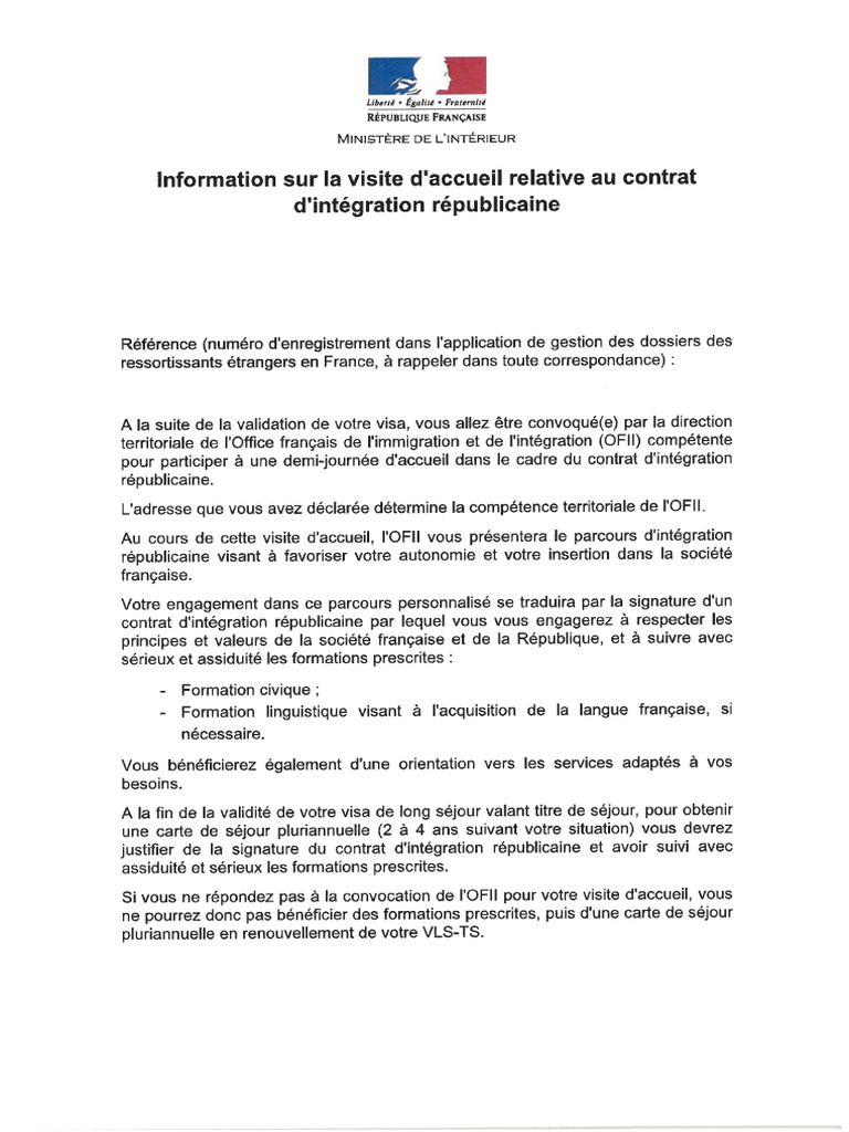 Visite D'acceuil Ofii | PDF