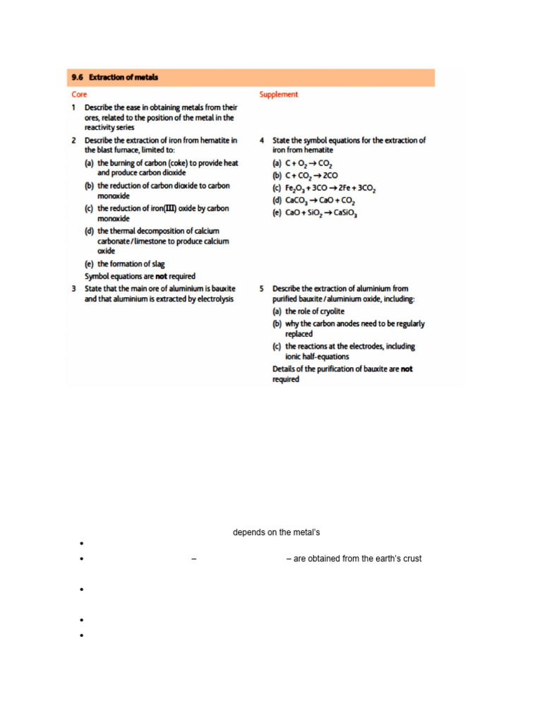 Methods of Metal Extraction from Ores | PDF | Iron | Steel