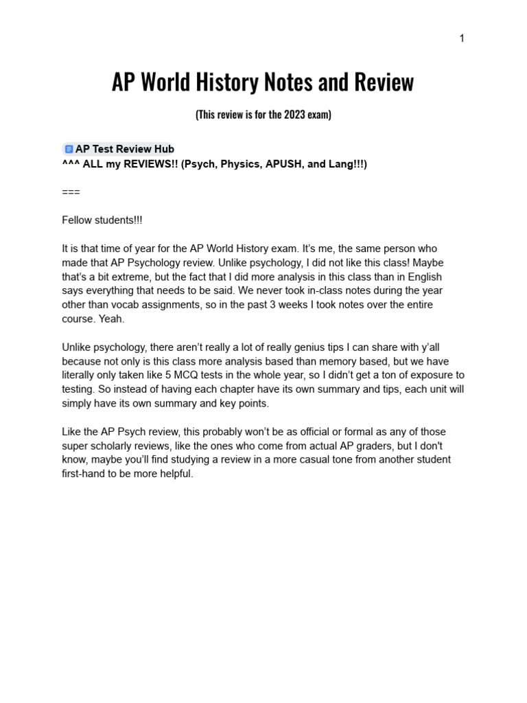 AP World History Notes and Review | PDF | Silk Road | Europe