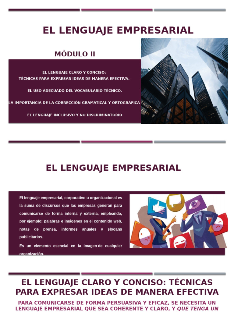 Modulo II EL LENGUAJE EMPRESARIAL | PDF | Léxico | Lenguaje simple