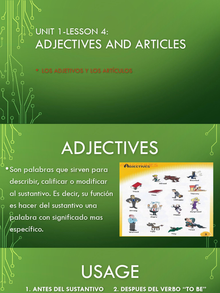 Adjectives and Articles Explained | PDF | Linguistic Typology | Syntax