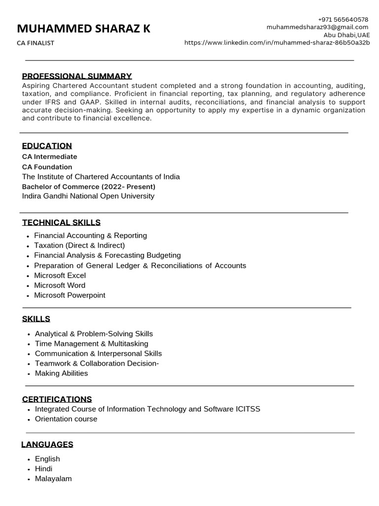Muhammed Sharaz CV PDF | PDF