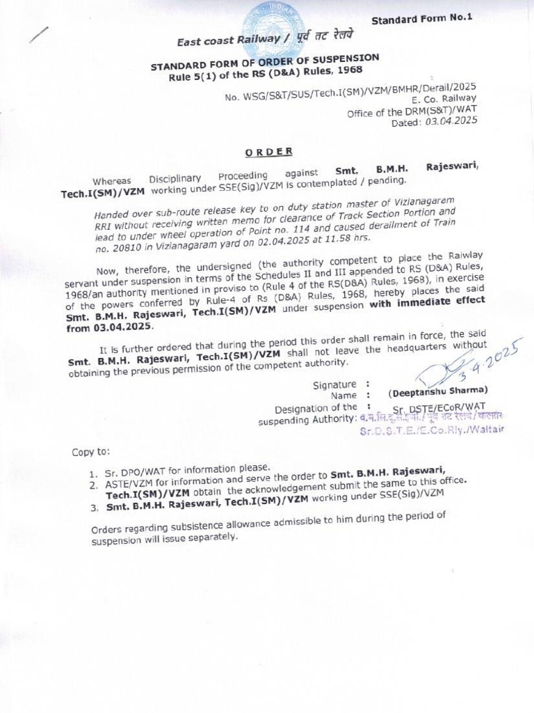 Suspension Orders For 4 Staff | PDF