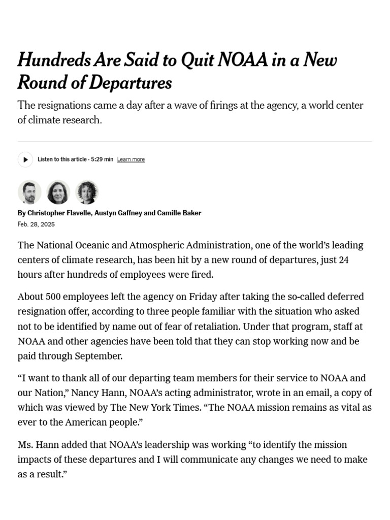Kami Export - Hundreds Are Said To Resign From NOAA - The New York Times | PDF | National ...