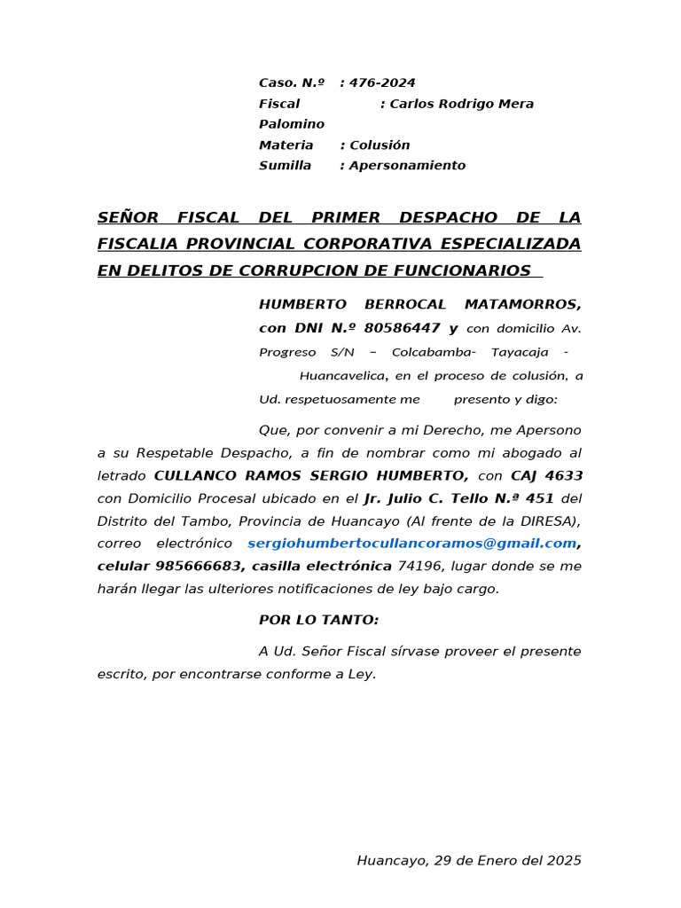 Apersonamiento - Gerson | PDF