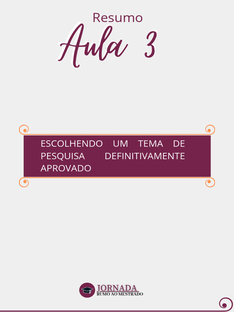 RESUMO AULA 3 | PDF | Mestrado | Conhecimento