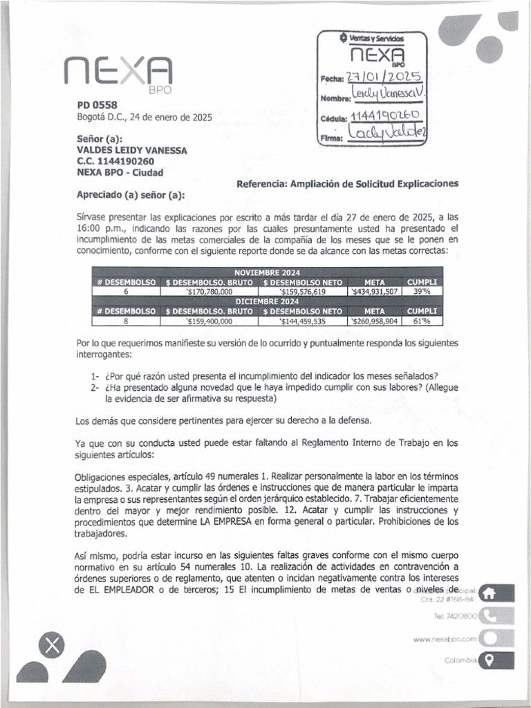 Carta de Explicaciones A Nexa | PDF