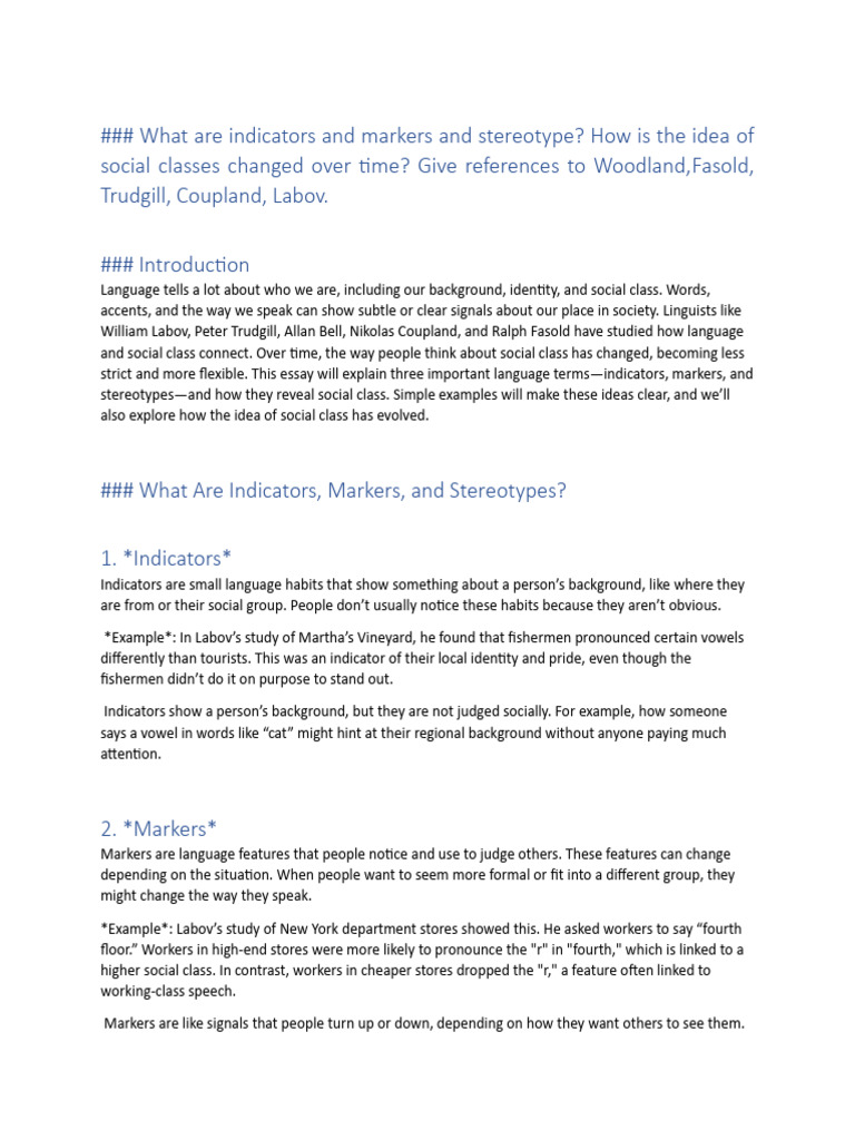 What Are Indicators and Markers and Stereotype | PDF | Accent ...