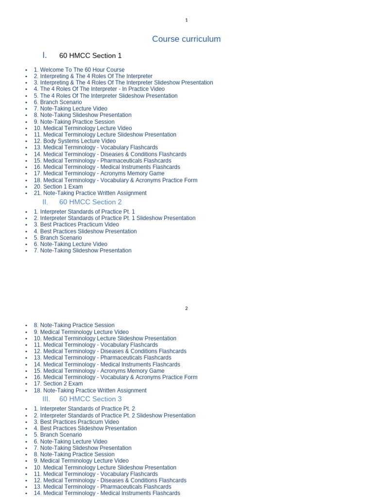 60 Hours Medical Interpreter Course 2 | PDF | Learning | Educational Stages