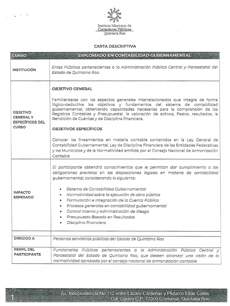 Carta descriptiva | PDF
