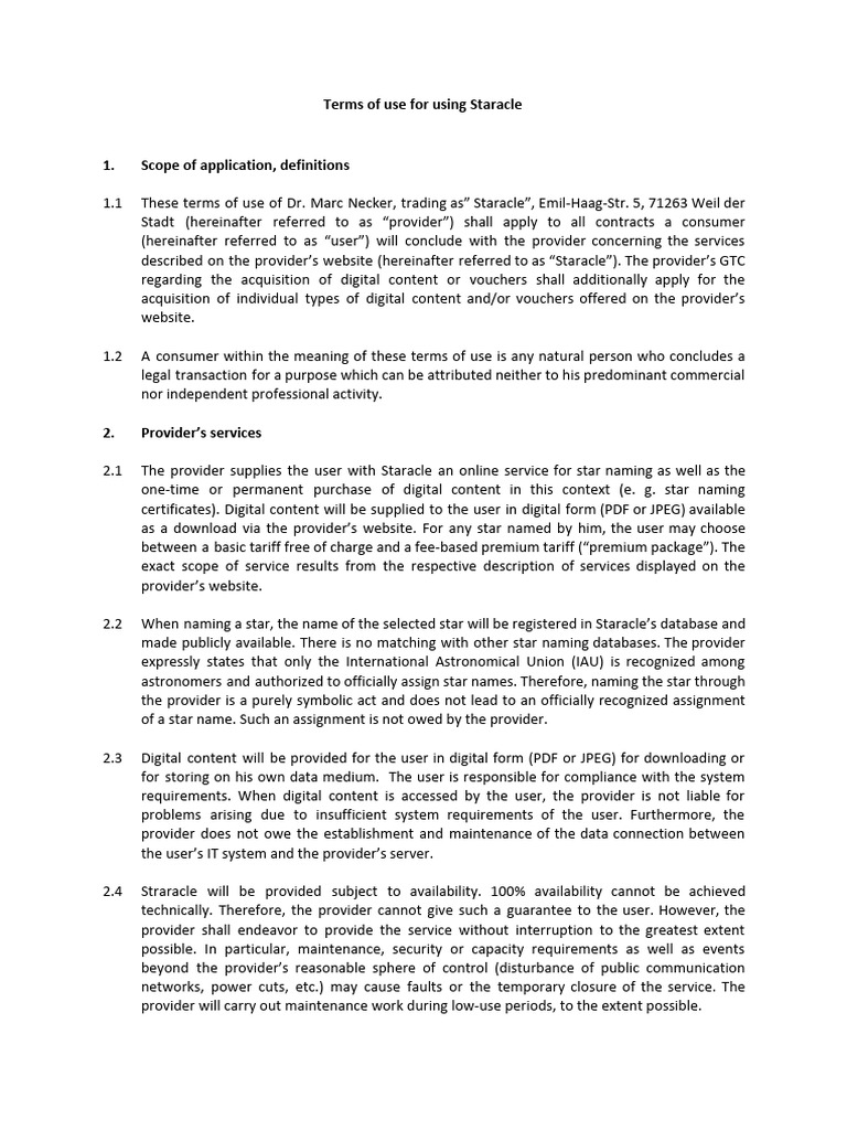 Terms and Conditions For Star Naming | PDF | Legal Liability | Gift Card