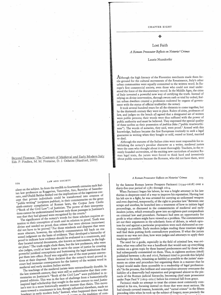 NUSSDORFER, Laurie. Lost Faith A Roman Prosecutor Reflects On Notaries ...