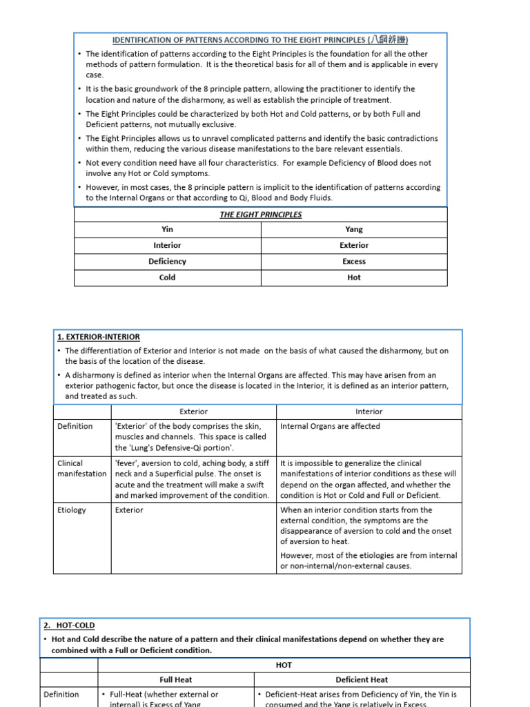 Understanding the Eight Principles in TCM | PDF | Diseases And ...