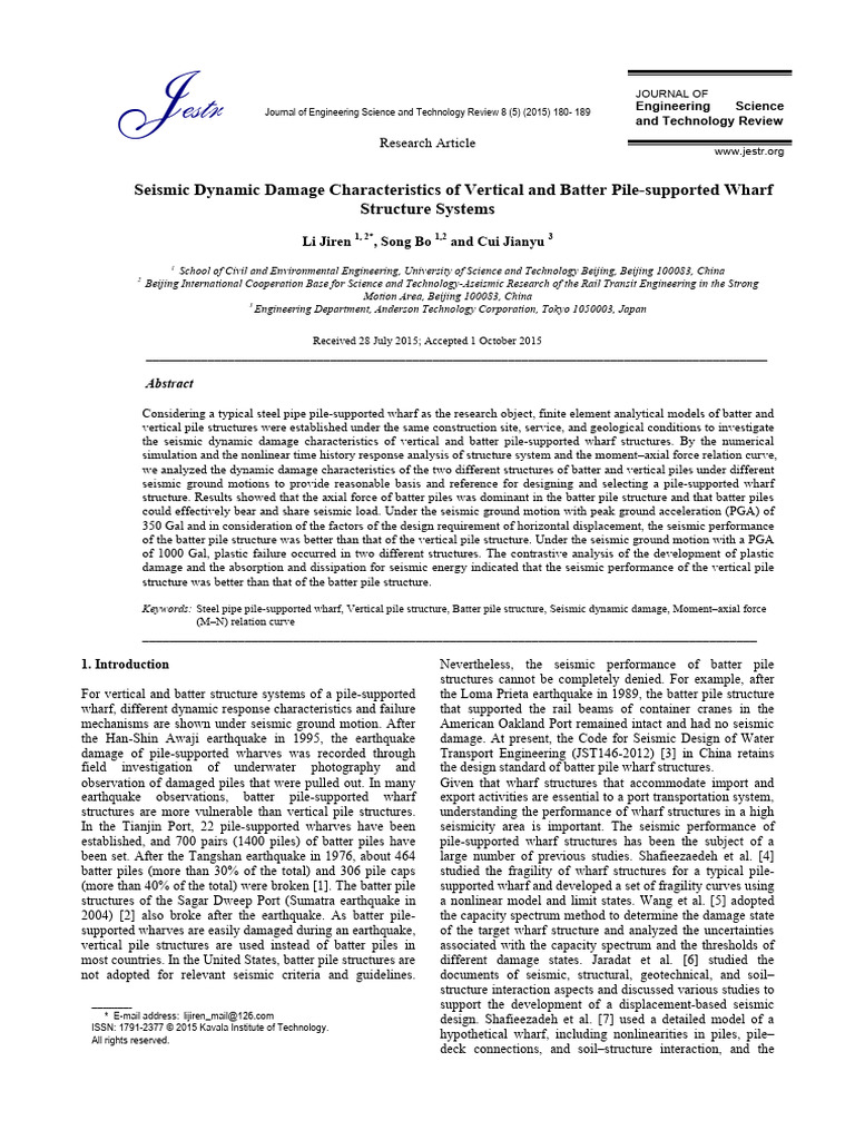 Seismic Dynamic Damage Characteristics of Vertical | PDF | Deep ...