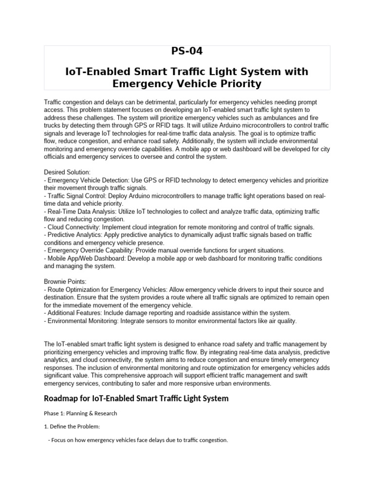 Technothon IoT-Enabled Smart Traffic Light System | PDF | Internet Of ...