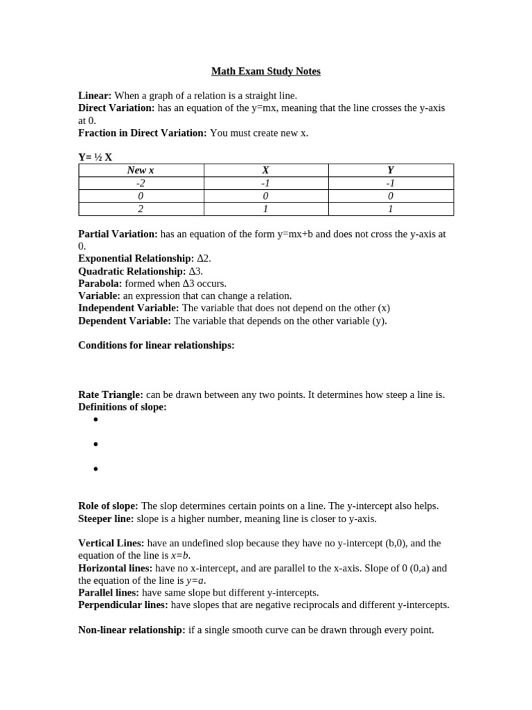 Grade-9-Math-Exam-Study-Notes | PDF | Line (Geometry) | Division ...