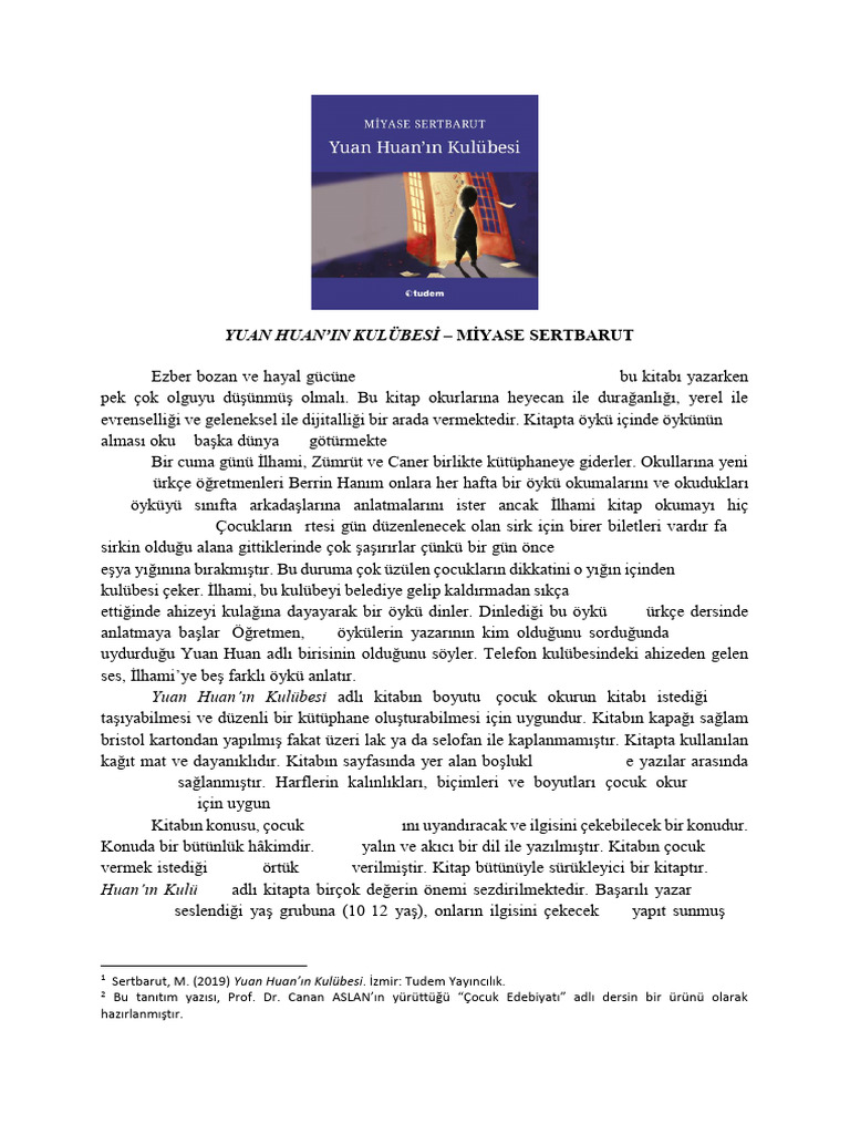Cansu Kerimoglu Cansu Atay Yuan Huanin Kulubesi Tanitim Yazisi | PDF