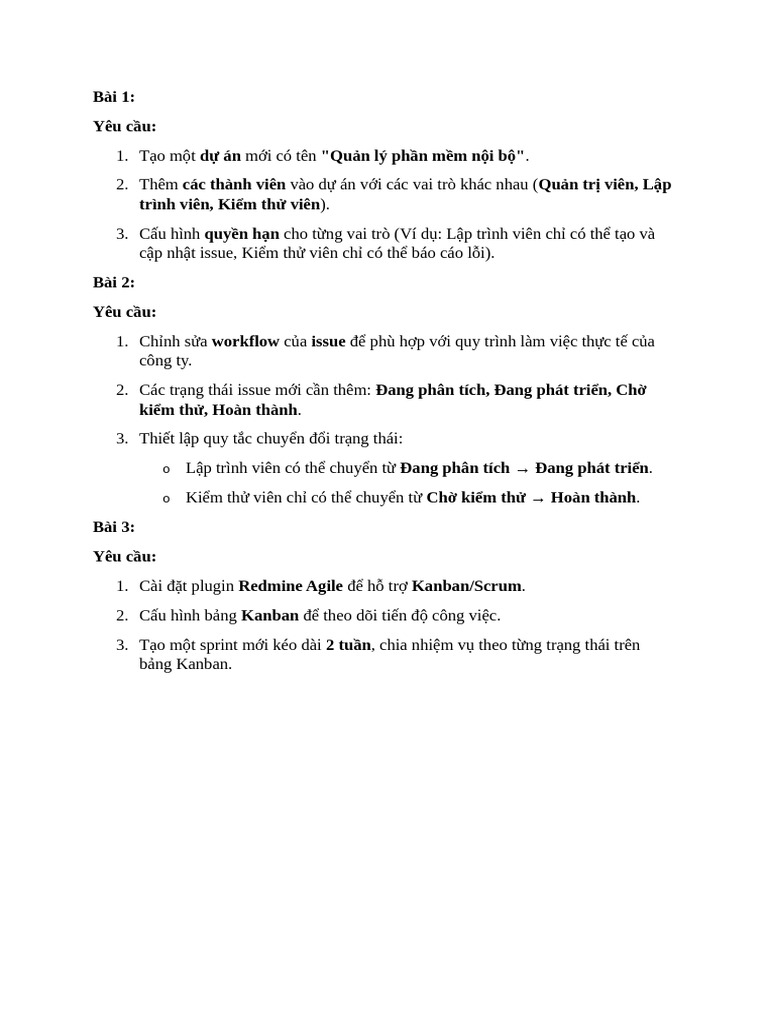 Thuchanh Redmine | PDF