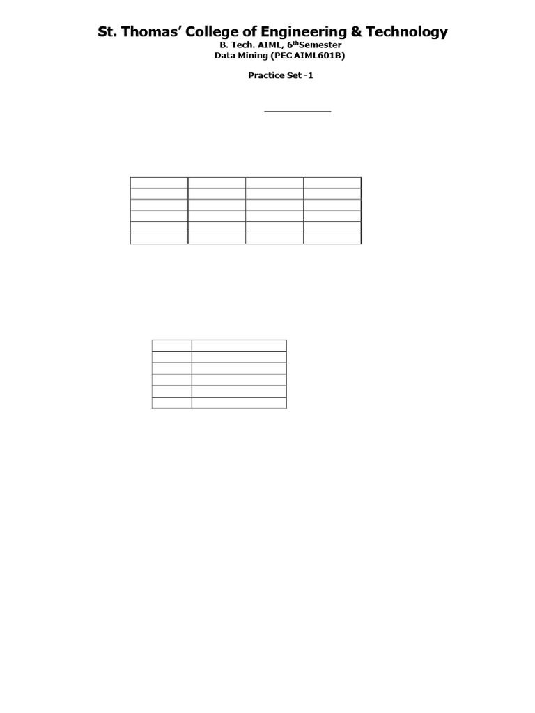 Data Mining Practice Set | PDF