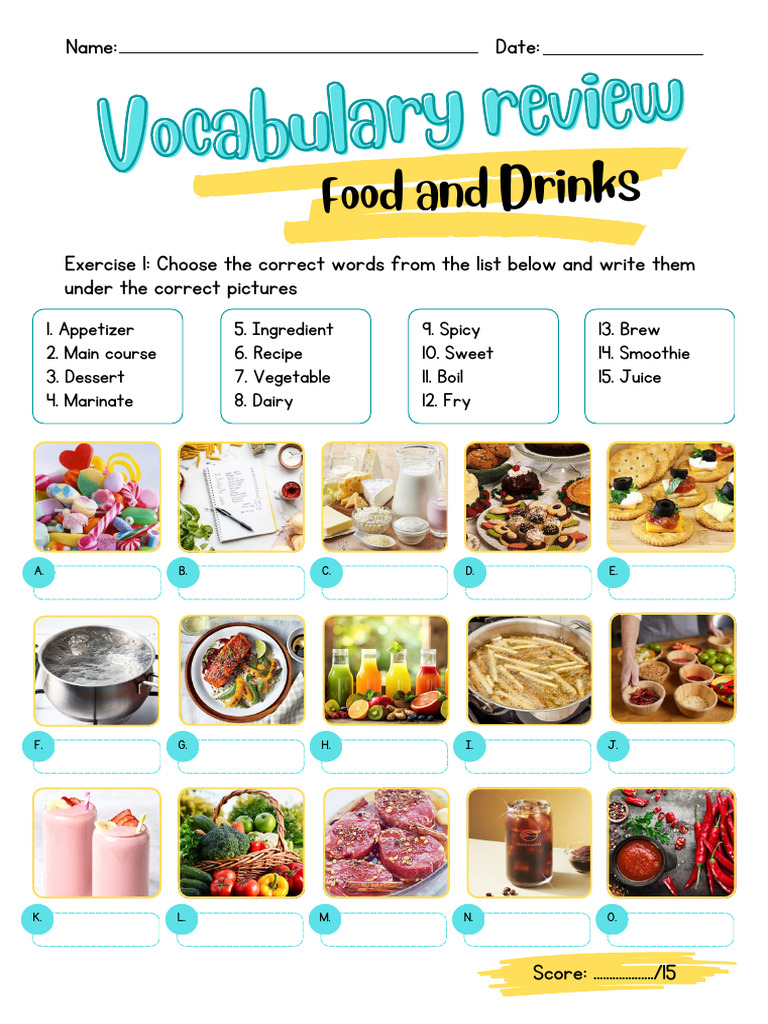 Food and Drink Vocabulary Exercises | PDF | Drink | Meal