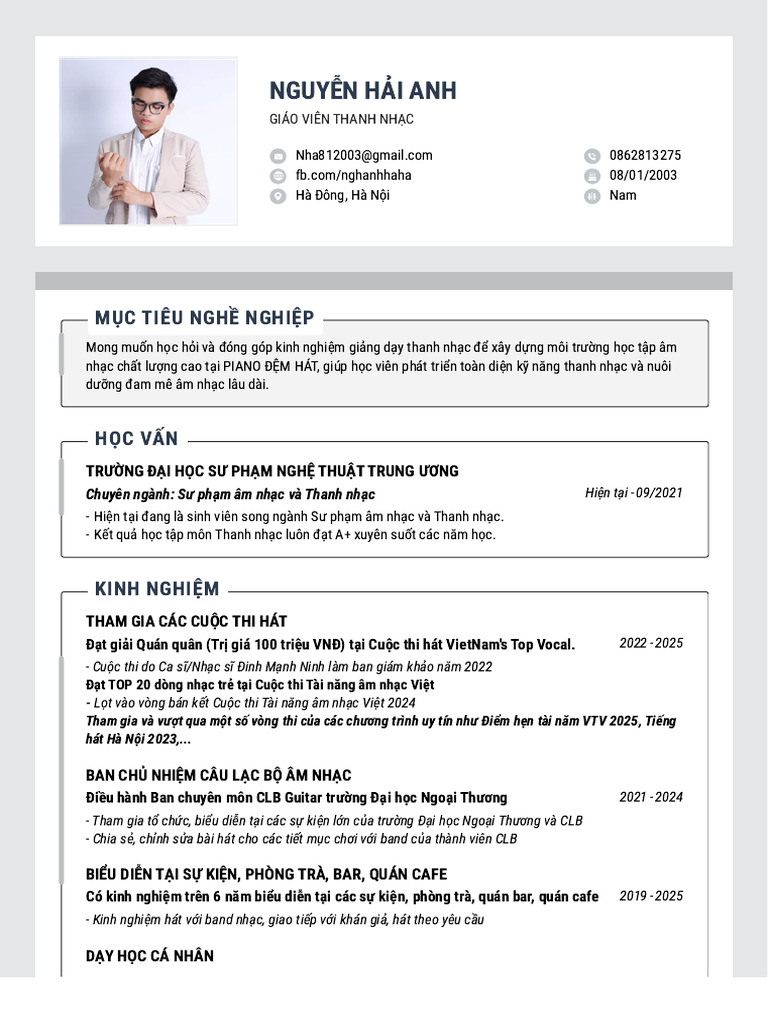 CV Nguyen-Hai-Anh Piano Dem Hat | PDF