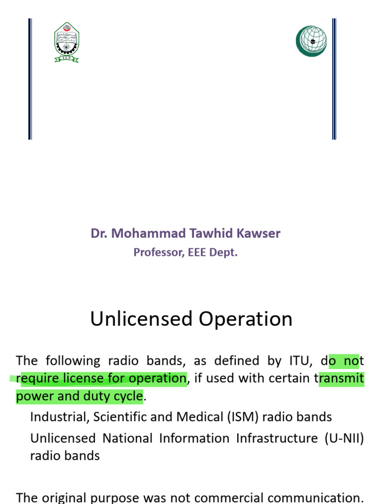 17_Unlicensed Operation | PDF | Radio Spectrum | Ieee 802.11