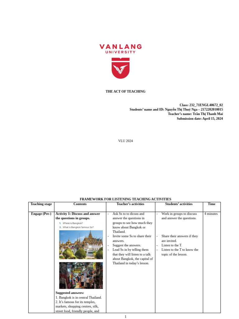 A Framework For Listening Teaching Activities | PDF | Human ...