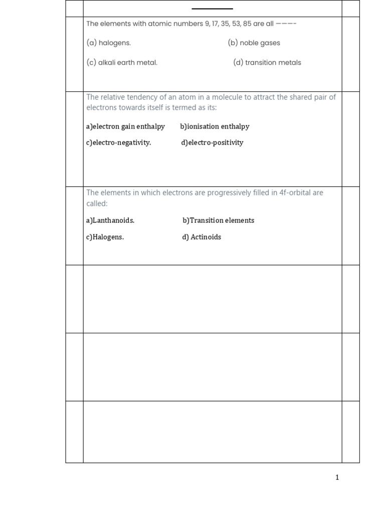 Class Xi Annual Chem Set 3 QP | PDF | Chemical Bond | Chemical Compounds