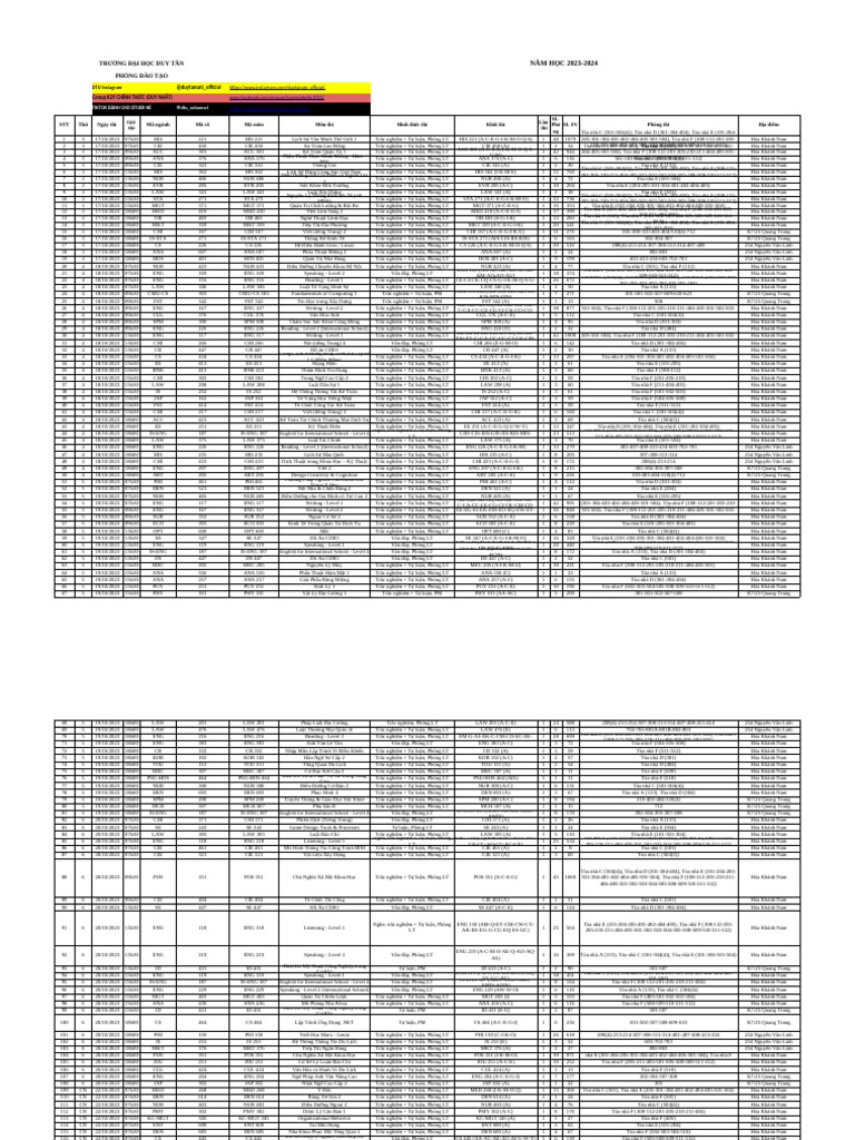 Bản sao của Lịch thi KTHP HK1 2023-2024 Tuần 09-10 (CHÍNH THỨC) | PDF