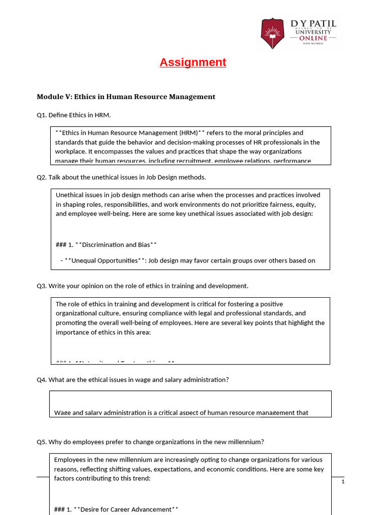 Concepts of HRM - Module 5 - Assignment | PDF