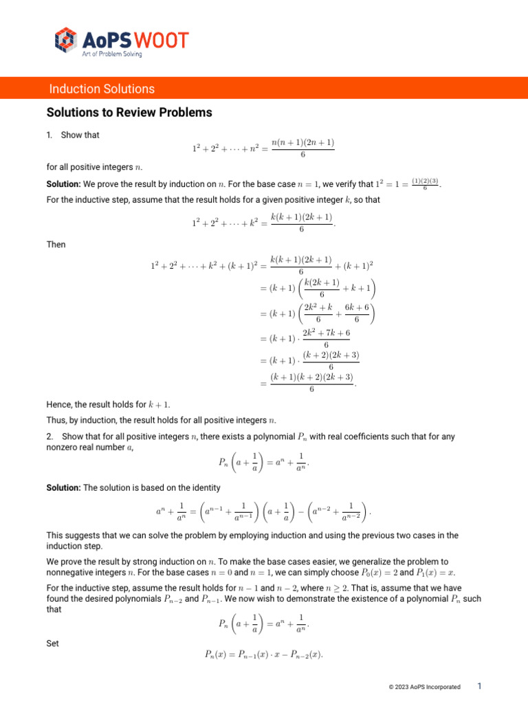Induction Proofs and Solutions | PDF | Mathematical Objects | Numbers