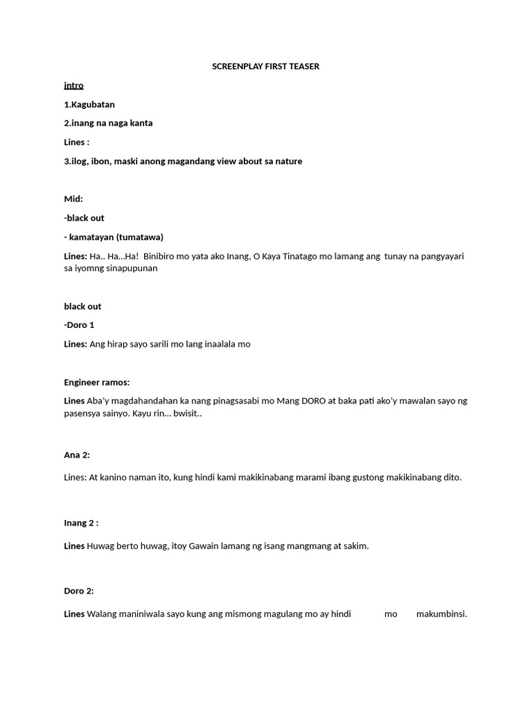 Screenplay First Teaser | PDF