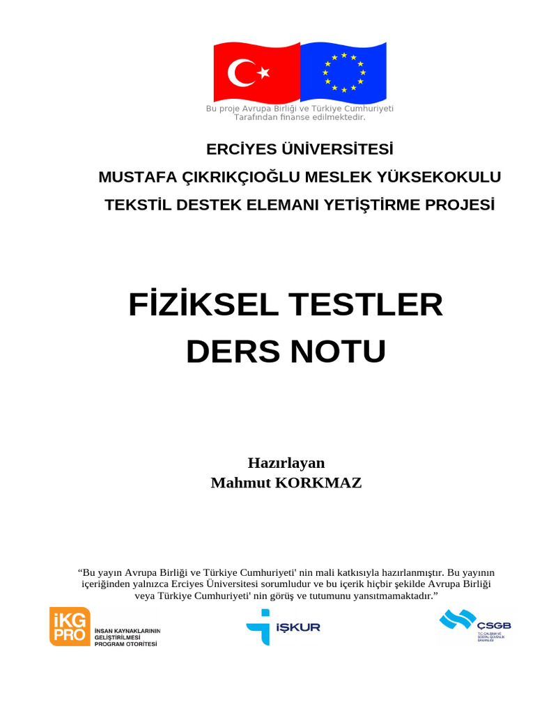 Fiziksel Testler Ders Notu | PDF