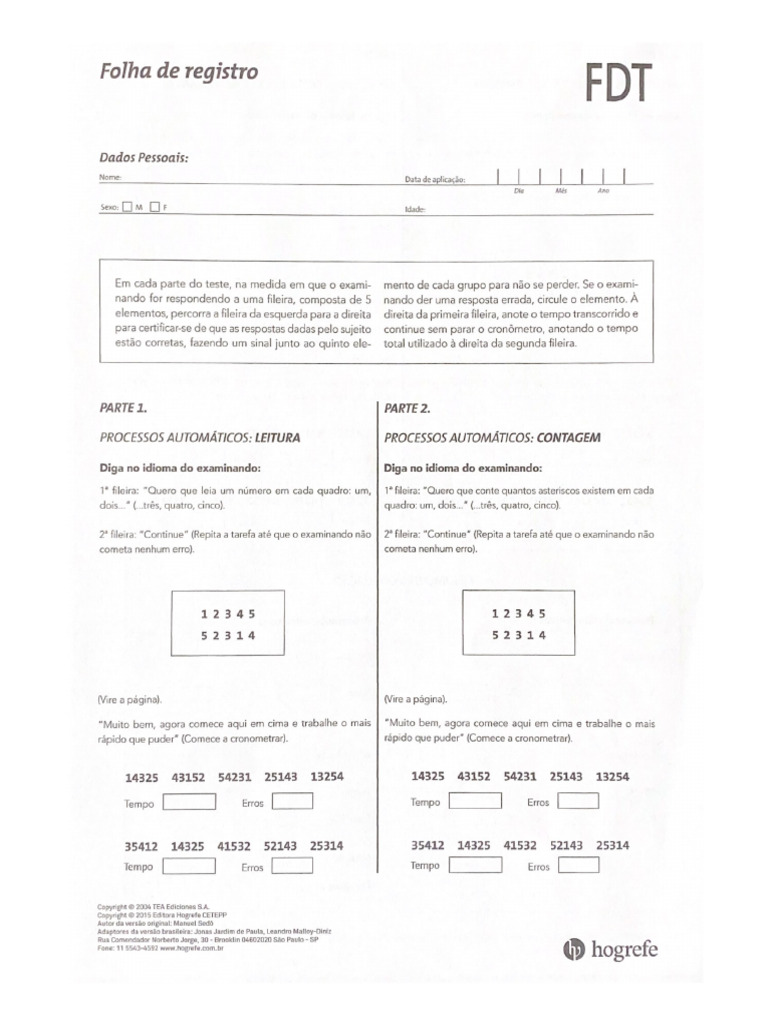 Folha de Registro FDT | PDF