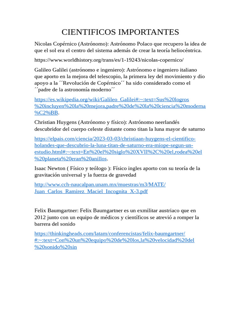 Científicos Clave en Astronomía y Física | PDF