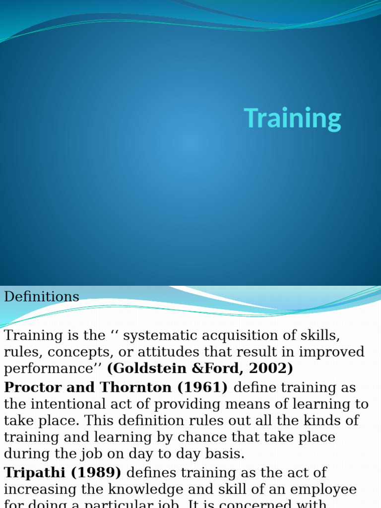 Training and Development | PDF | Mentorship | Learning