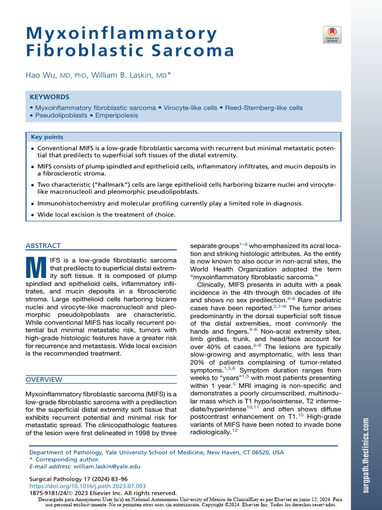 Sarcoma Fibroblastico Mixoinflamatorio | PDF | Biology | Cell Biology